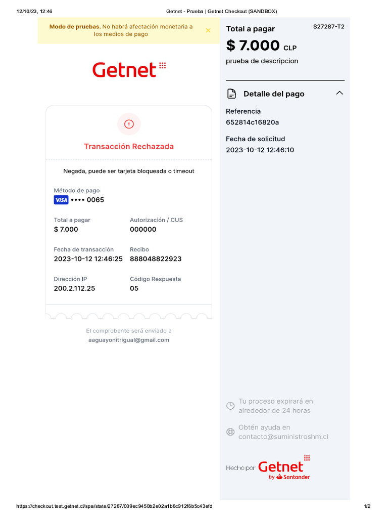 1 Getnet - Prueba - Getnet Checkout (SANDBOX) | PDF