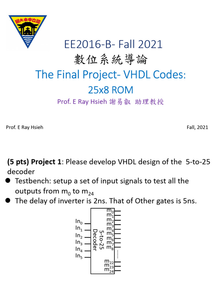 51013 數位系統導論 (EE2016-B) Final Project 25x8 ROM Ver2 | PDF | Electrical Engineering | Digital ...