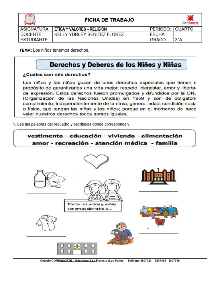 Ficha 1 Etica y Valores Religion 3a | PDF