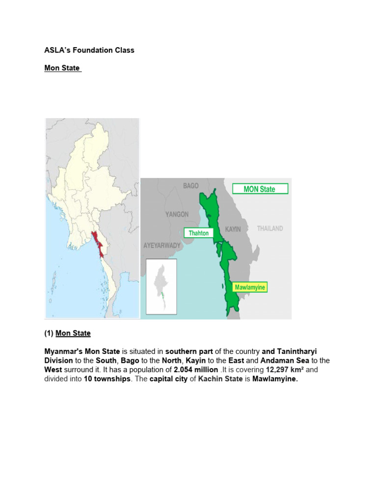 Mon State | PDF | Myanmar | Asia