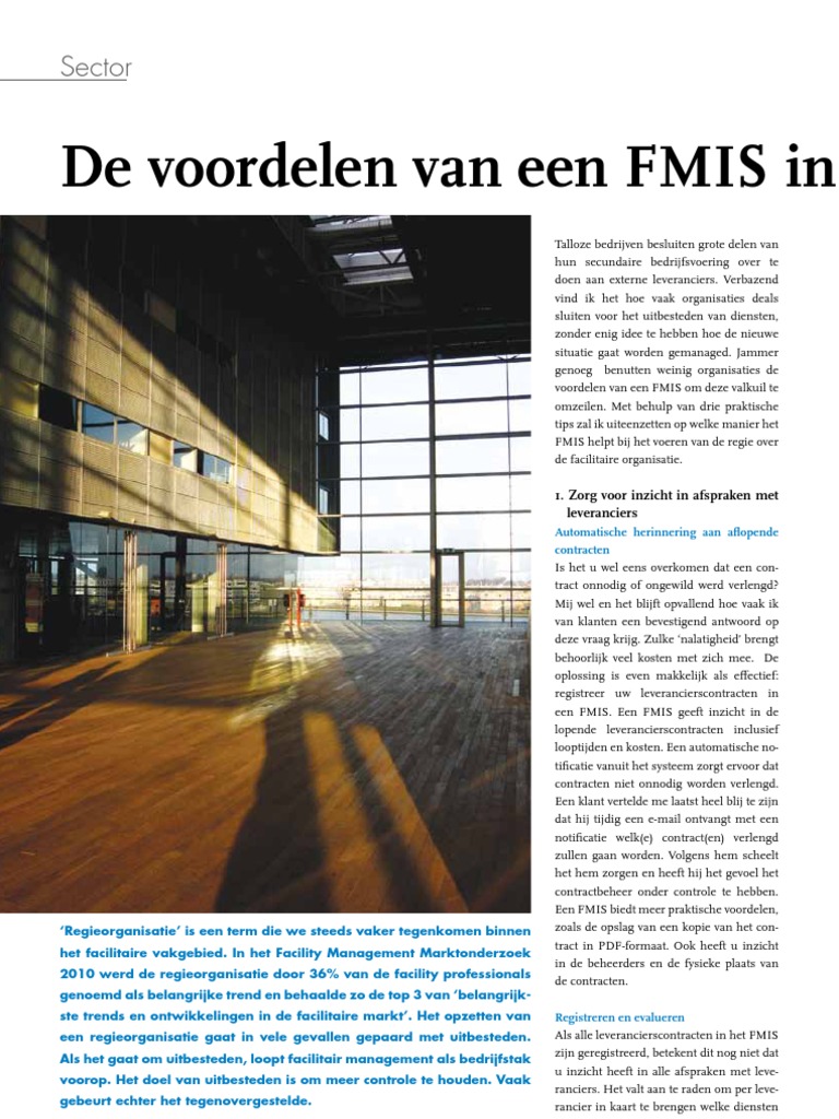 De Voordelen Van Een FMIS in Een Facilitaire Regieorganisatie | PDF