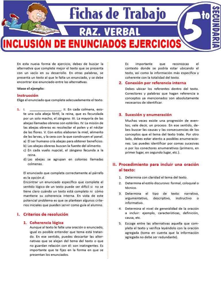 EJERCICIOS INCLUSIÓN DE ENUNCIADOS | PDF | Western Honey Bee | Babilonia