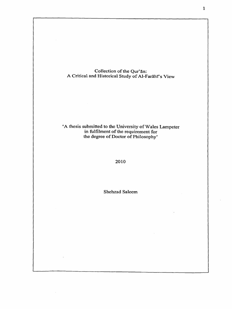 Collection of The Qur'An: A Critical and Historical Study of Al-Farahi ...