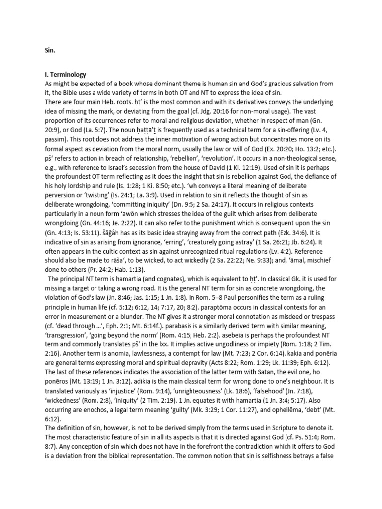 Understanding Sin in the Bible | PDF