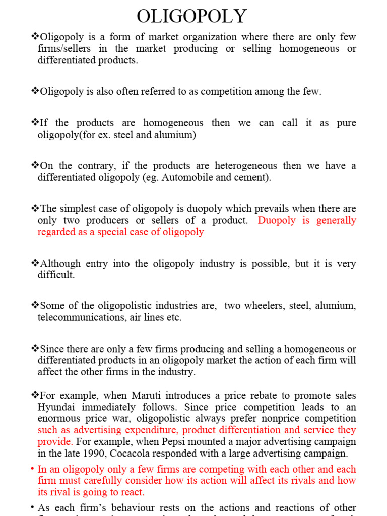 Oligopoly Market Structure Guide | PDF