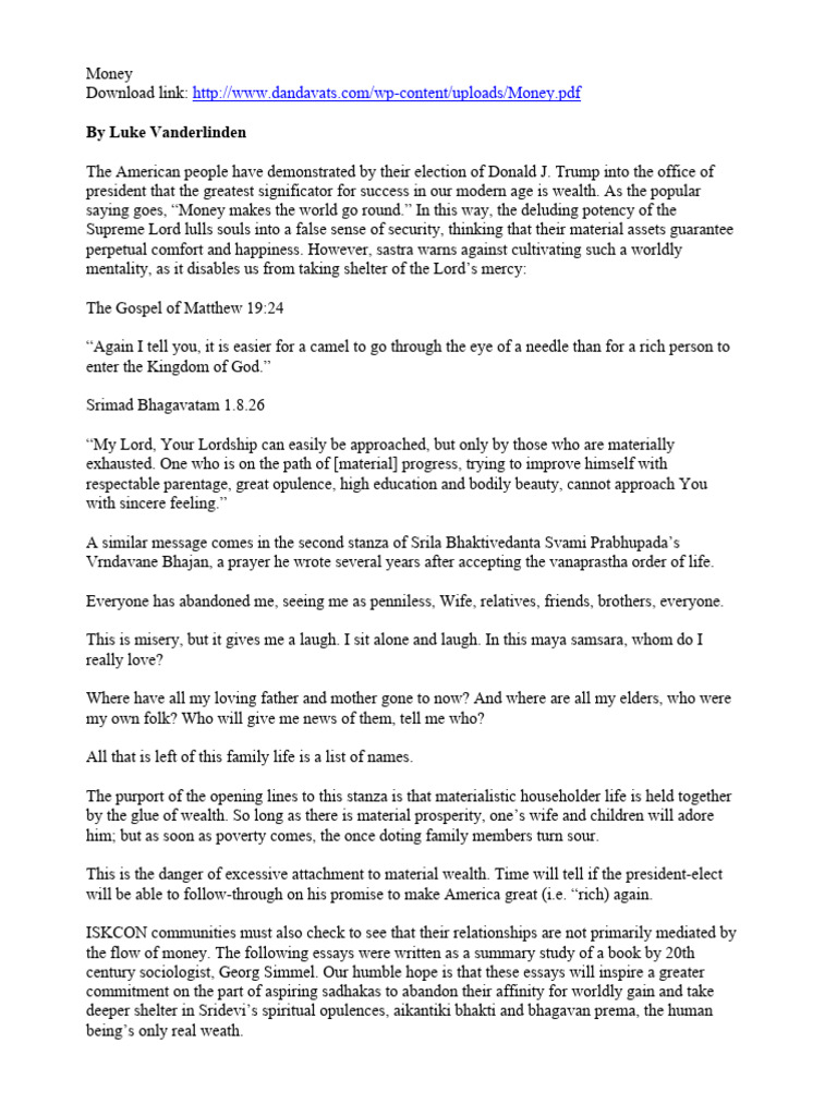 Spiritual Wealth vs. Material Wealth | PDF | Money | Goods