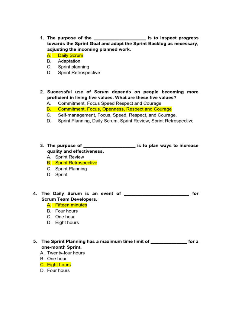 exam | PDF | Scrum (Software Development) | Software Industry