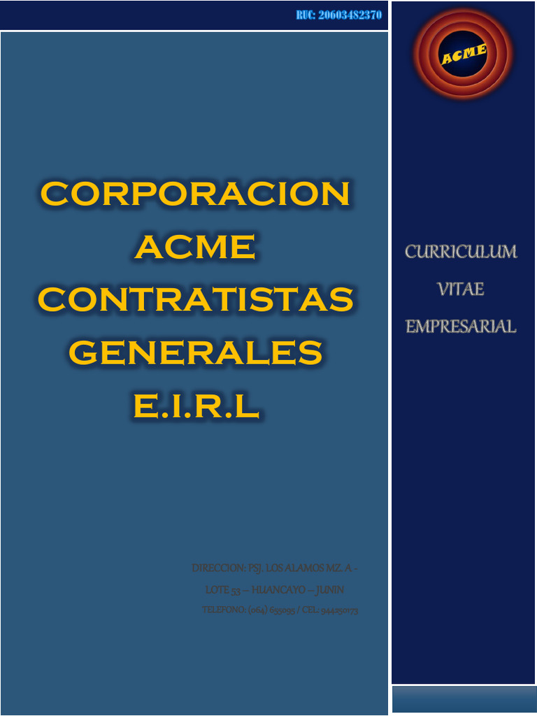 Curriculum Vitae Corporación Acme E.I.R.L. | PDF | Finanzas y dinero
