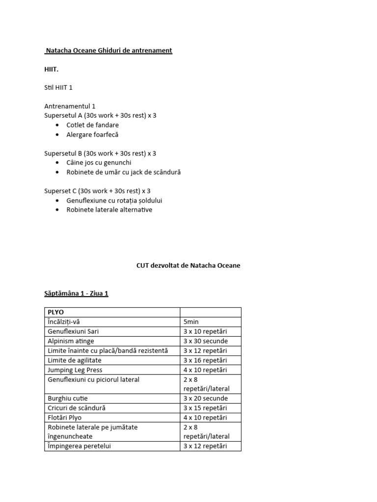 Ghiduri de Antrenament Natacha Oceane | PDF