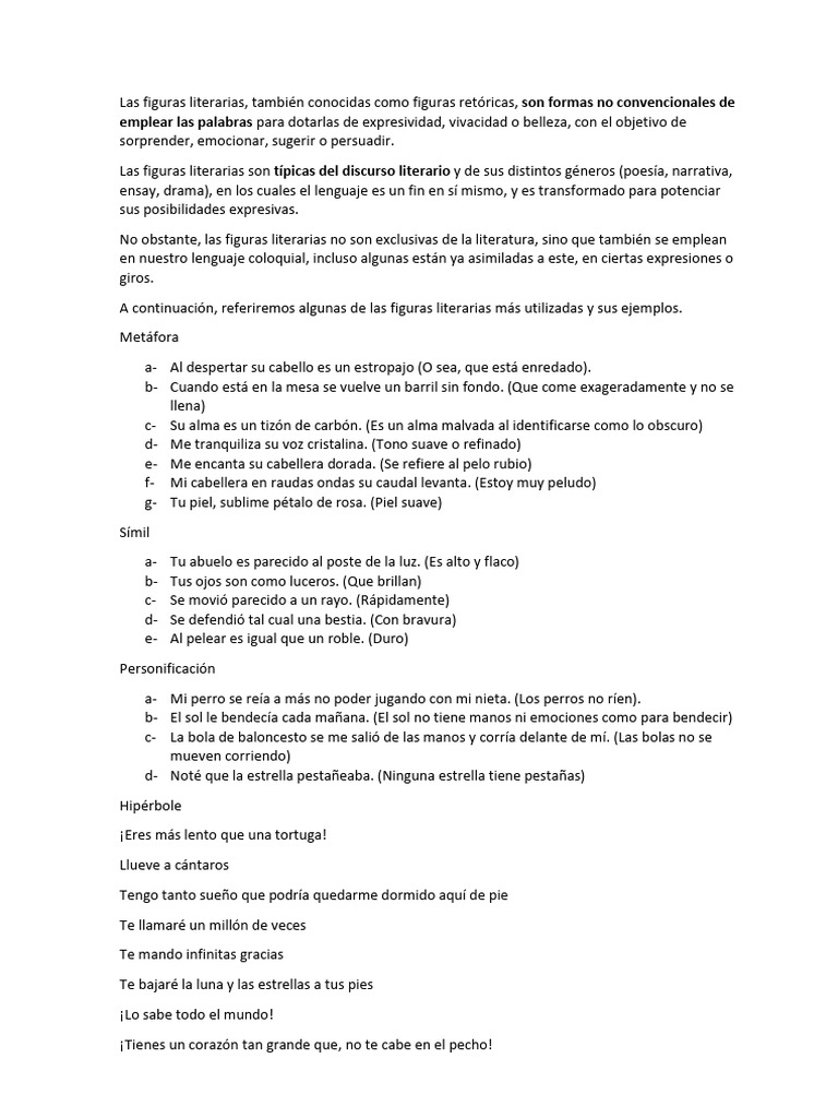 Las Figuras Literarias | PDF | Metáfora | Mecánica del lenguaje