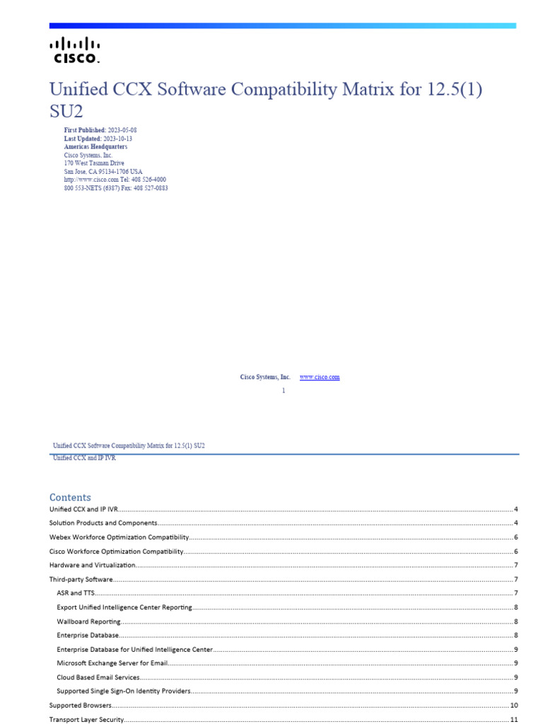 Unified CCX Software Compatibility Matrix For 1251 SU2 | PDF | Desktop Virtualization | Desktop ...