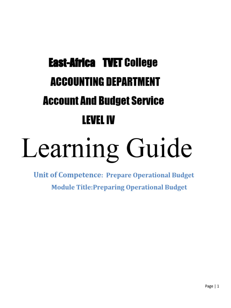 Prepare Operational Budget Iv Pdf