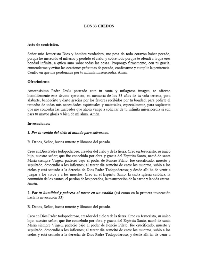 Los 33 Credos | PDF | María, madre de Jesús | La resurrección de Jesús