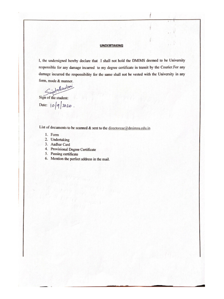 Undertaking Sujata | PDF