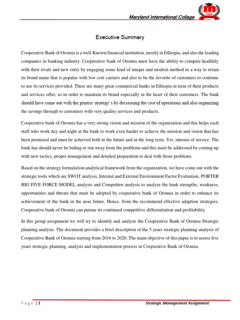 Strategic Management Assignment | PDF | Strategic Management | Banks