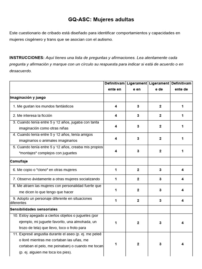 GQ ASC Adulto Mujer | PDF