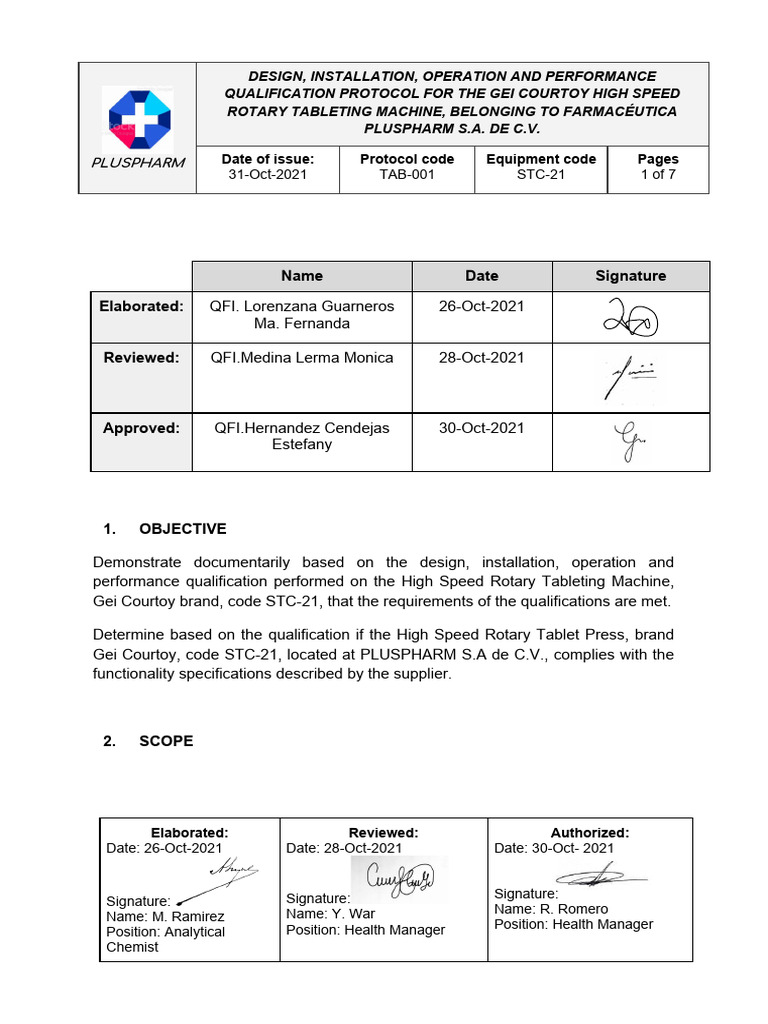 Tablet Machine Qualification Protocol | PDF | Tablet (Pharmacy ...