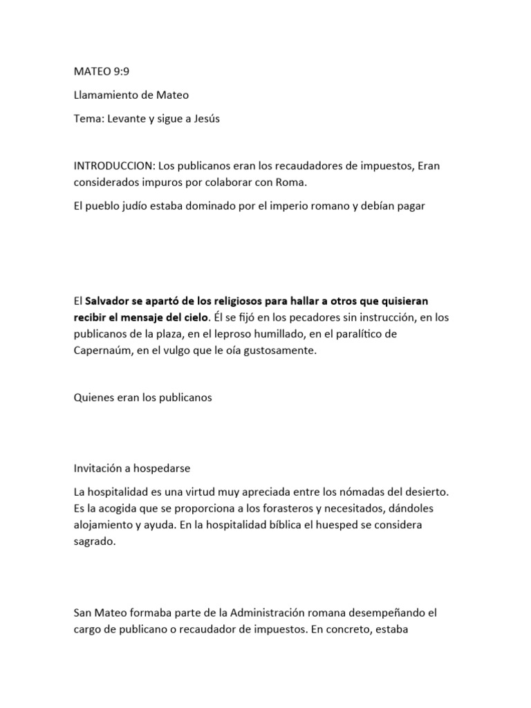 MATEO 9 | PDF | Jesús | Evangelio de Mateo