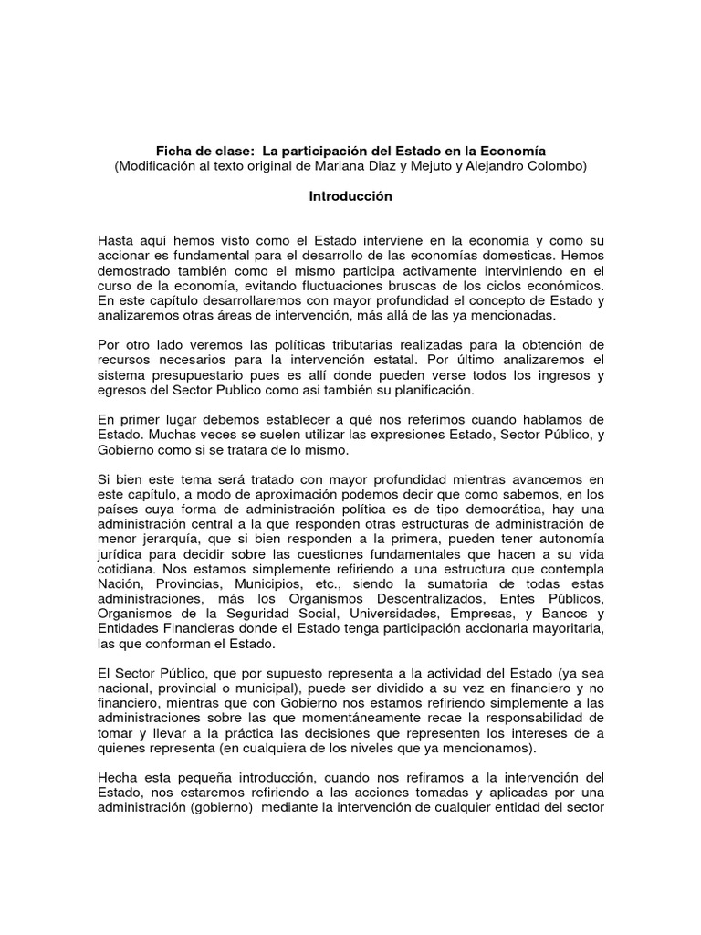 Ficha de Clase - El Sector Público | PDF