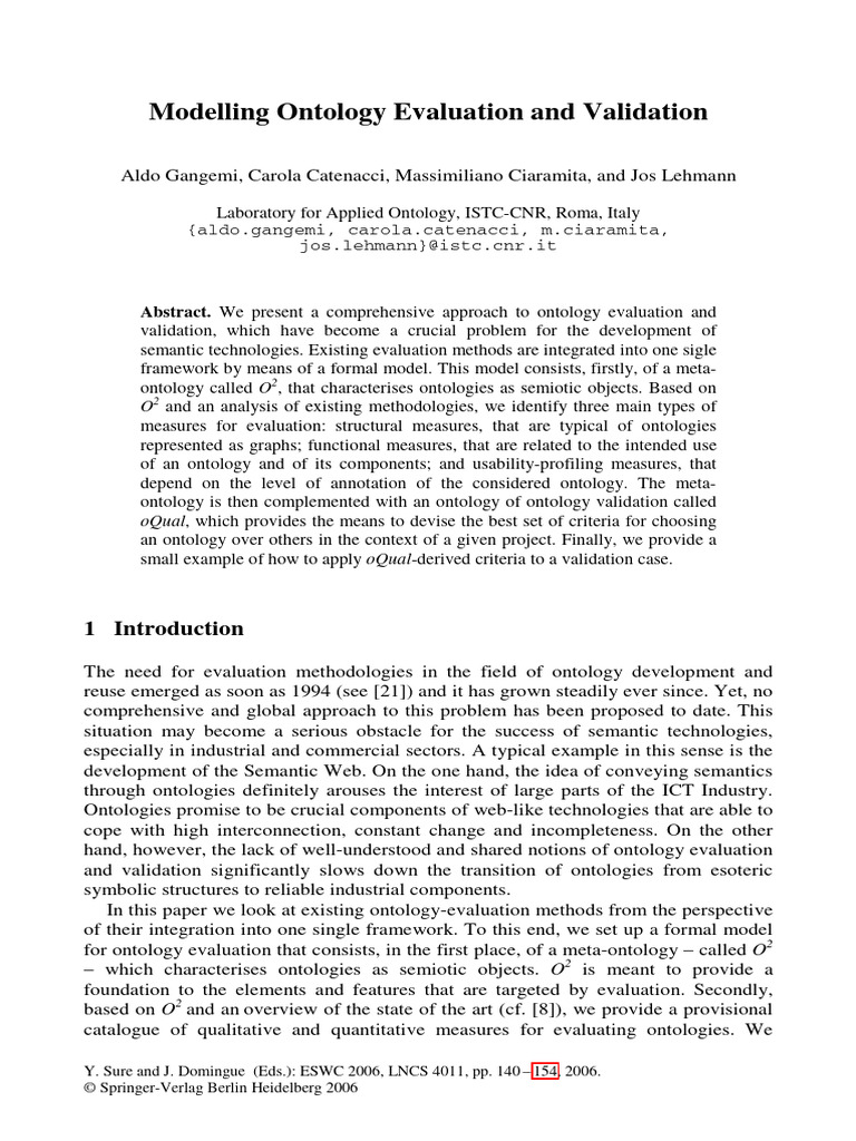 Gangemi2006 Ontology Validation | PDF | Expert | Conceptual Model