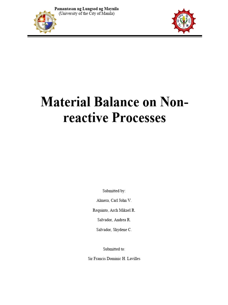 Group B - EXP1 - Material Balance On Non-Reactive Processes | PDF | Spreadsheet | Microsoft Excel