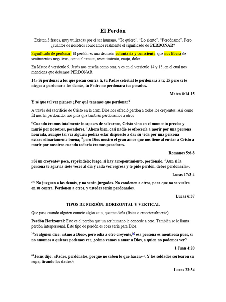 El Perdón | PDF | Perdón | Pecado