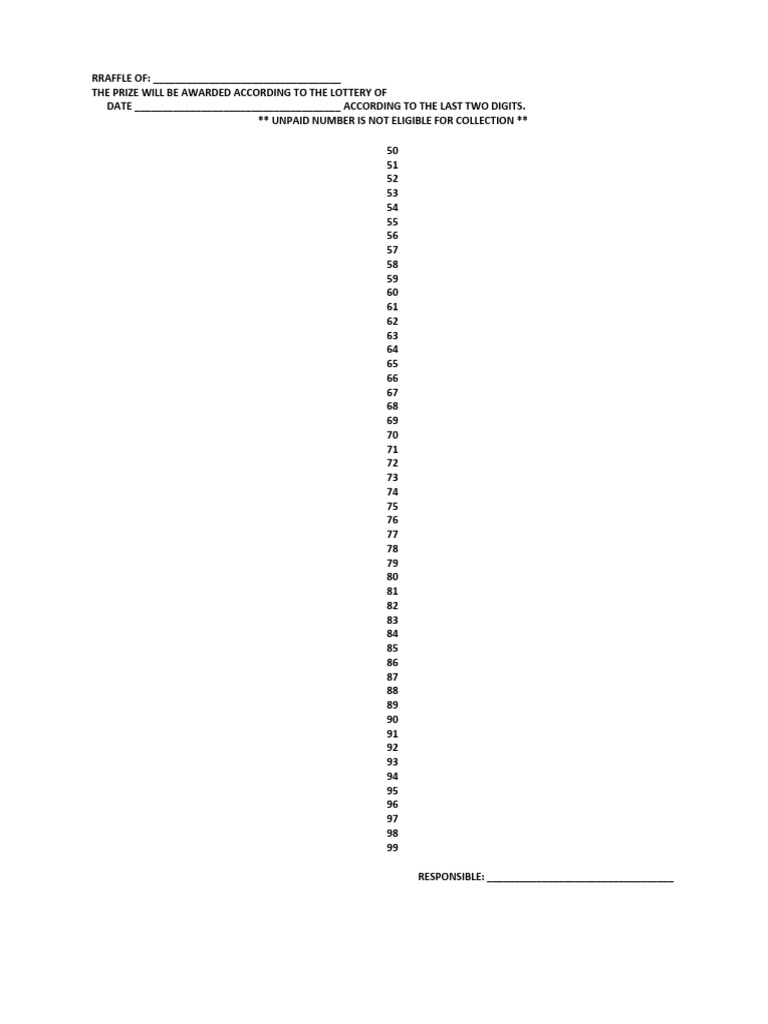Number Raffle Sheet | PDF | Gambling Games
