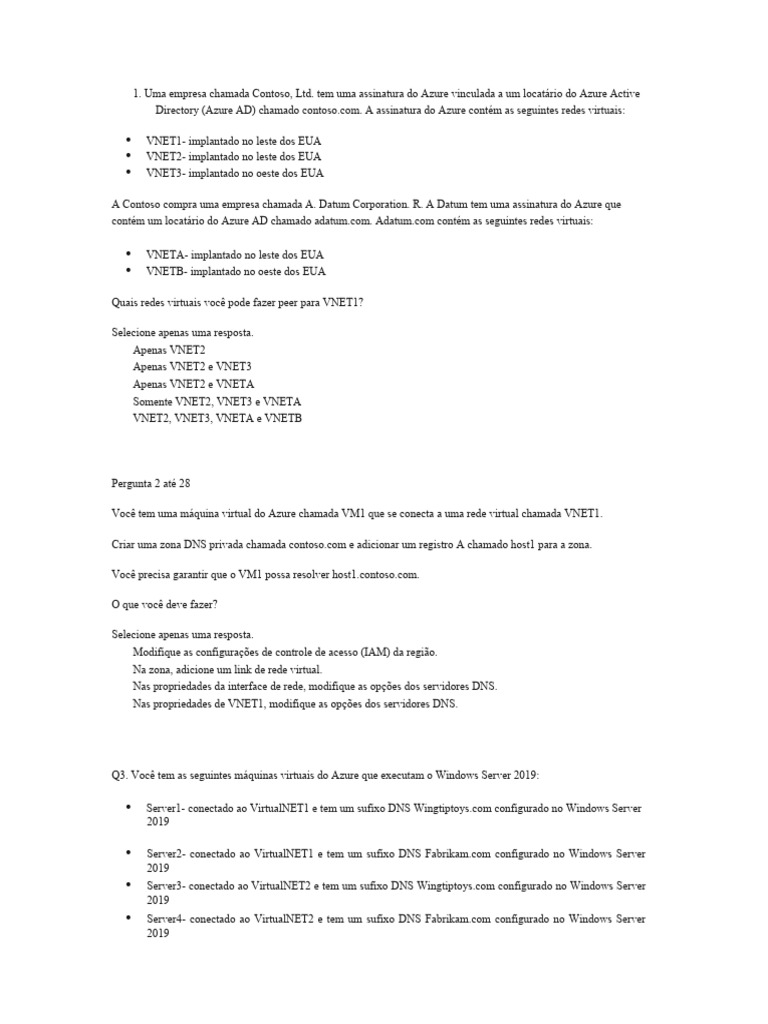 Exame Azure Mais Recente 104 | PDF