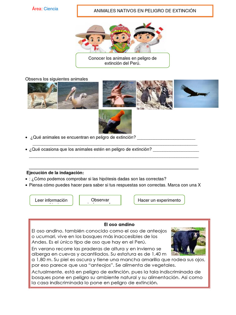 Animales Nativos en Peligro de Extinción. | PDF | Osos | Organismos