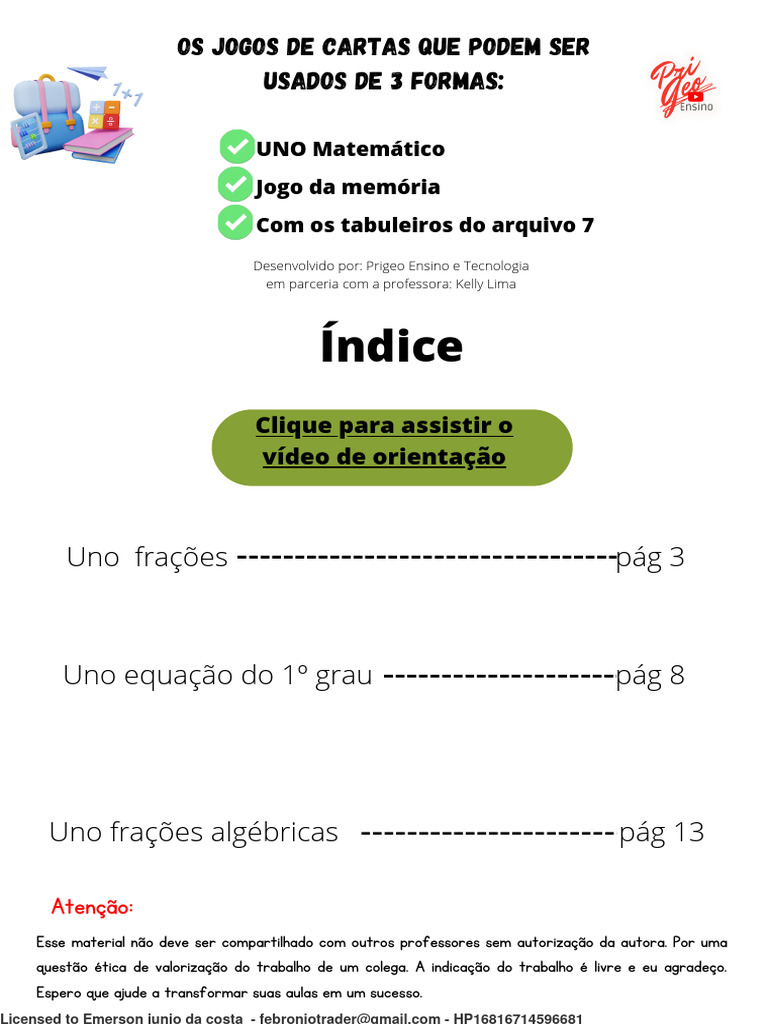8-UNOs Matemática (3 Jogos de Cartas) | PDF | Números | Aritmética