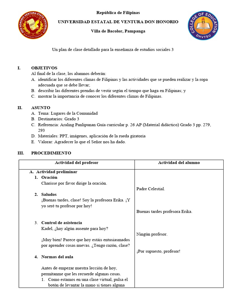 Plan de Lección Detallado en Estudios Sociales | PDF