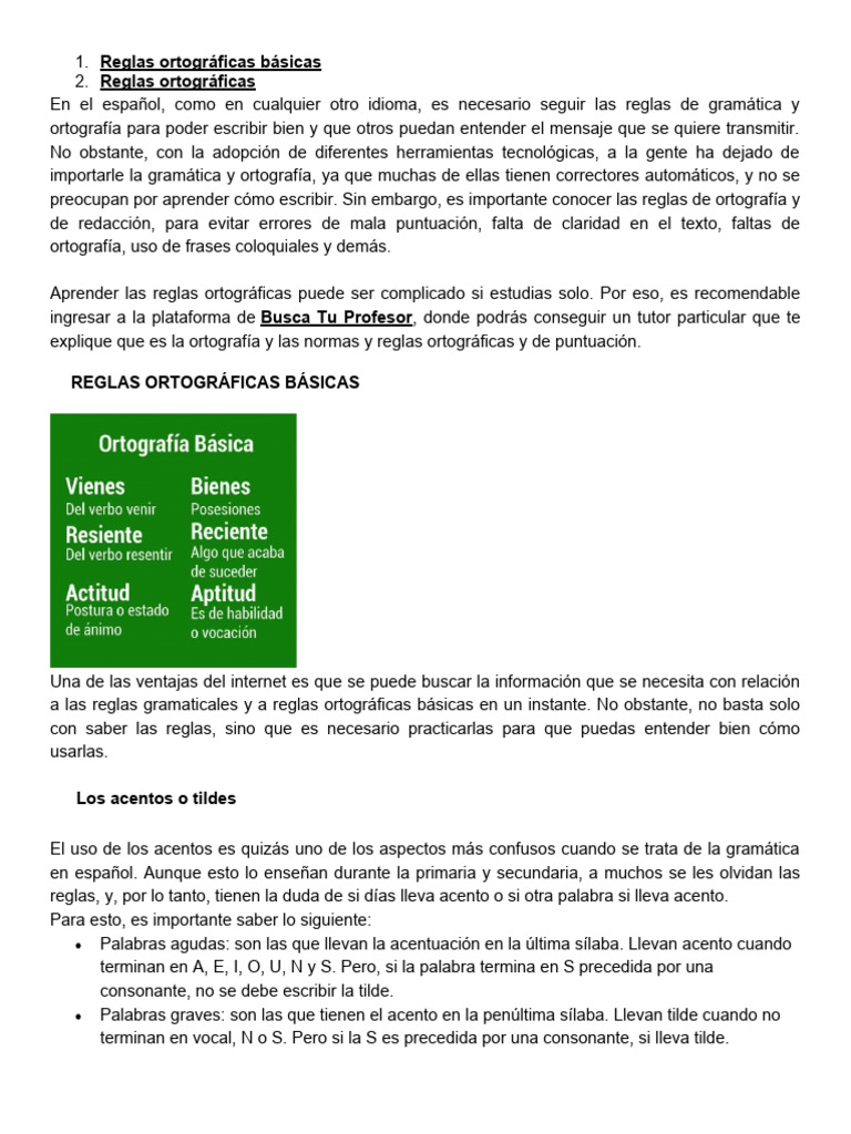 Reglas ortográficas básicas | PDF
