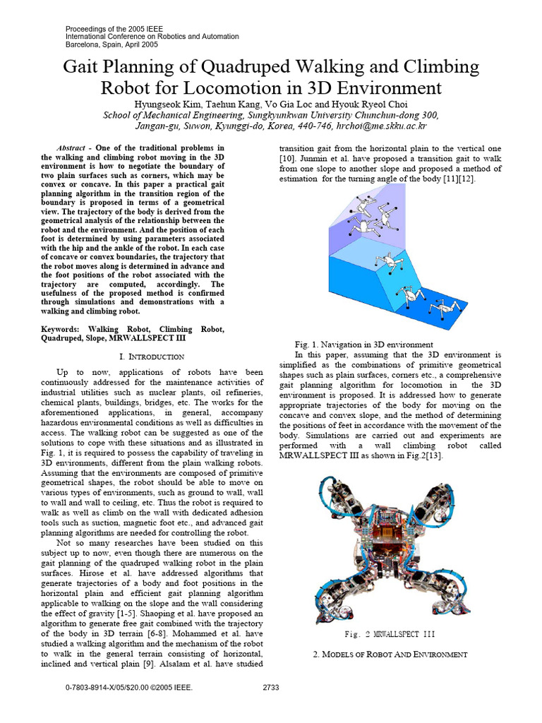 Gait Planning of Quadruped Walking and Climbing Robot For Locomo | PDF | Robot | Robotics