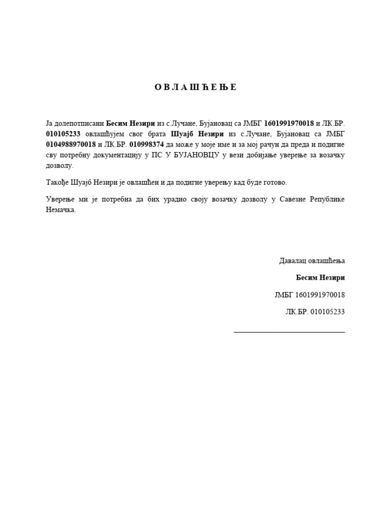 Besim Neziri Autorizim | PDF