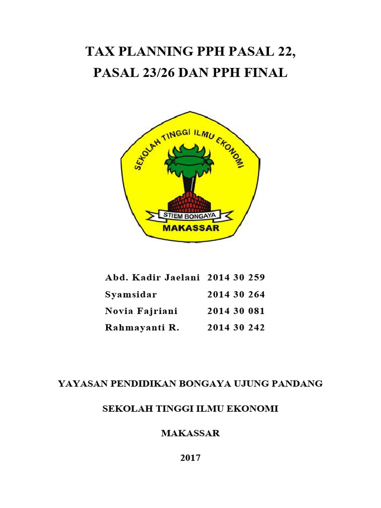 Tax Planning PPH Pasal 22, Pasal 23 26 Dan PPH Final | PDF