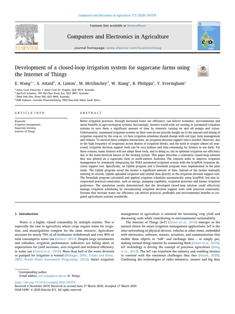 Development of A Closed-Loop Irrigation System For Sugarcane Farms ...