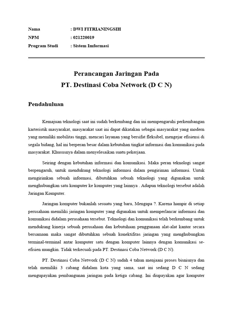 Perancangan Jaringan DWI | PDF