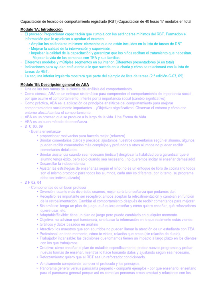 Formación Del Módulo RBT | PDF | Comportamiento | Reforzamiento