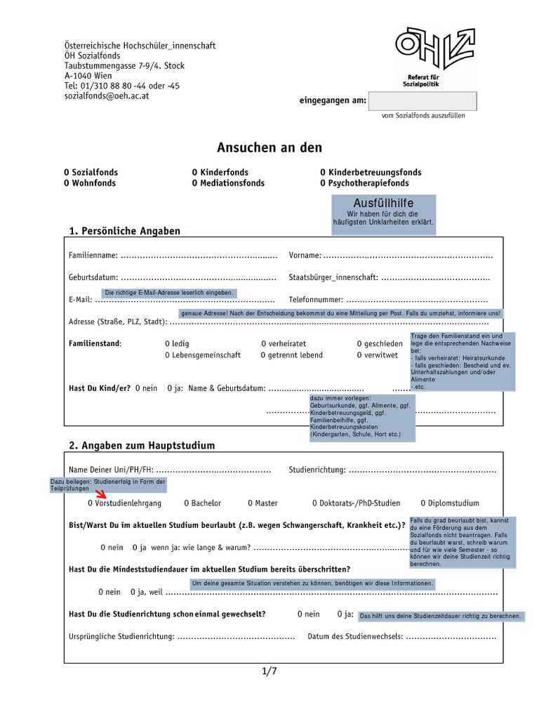 Ausfuellhilfe Antragsformular 0 | PDF