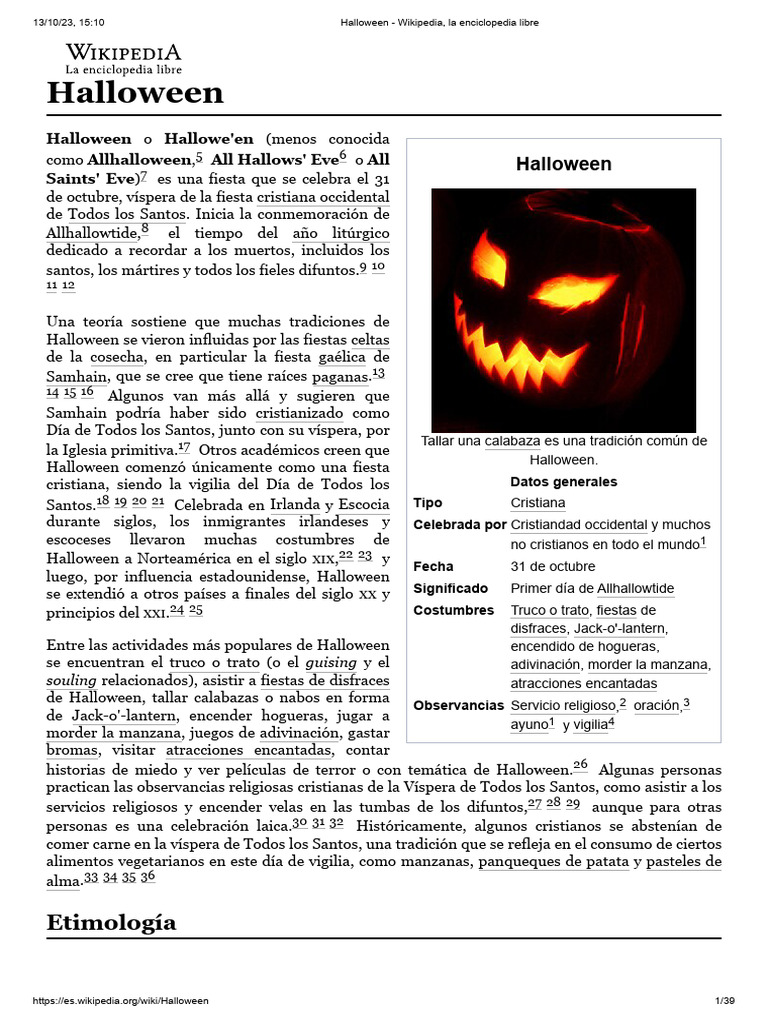 Halloween - Wikipedia, La Enciclopedia Libre | PDF | Ciencias sociales