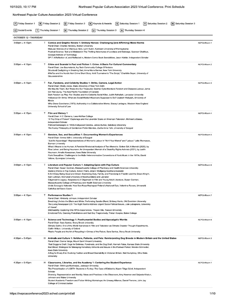 Nepca 2023 Schedule - Printout | PDF