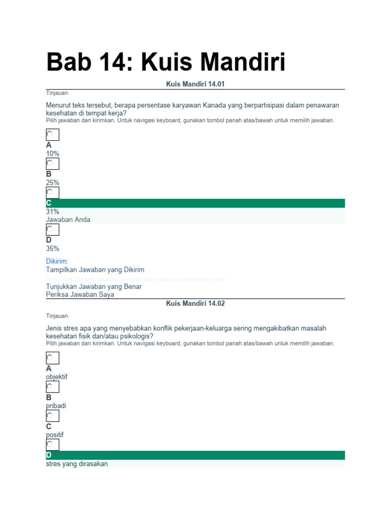 KUIS HRMT MINGGU 1 Bab 14 | PDF