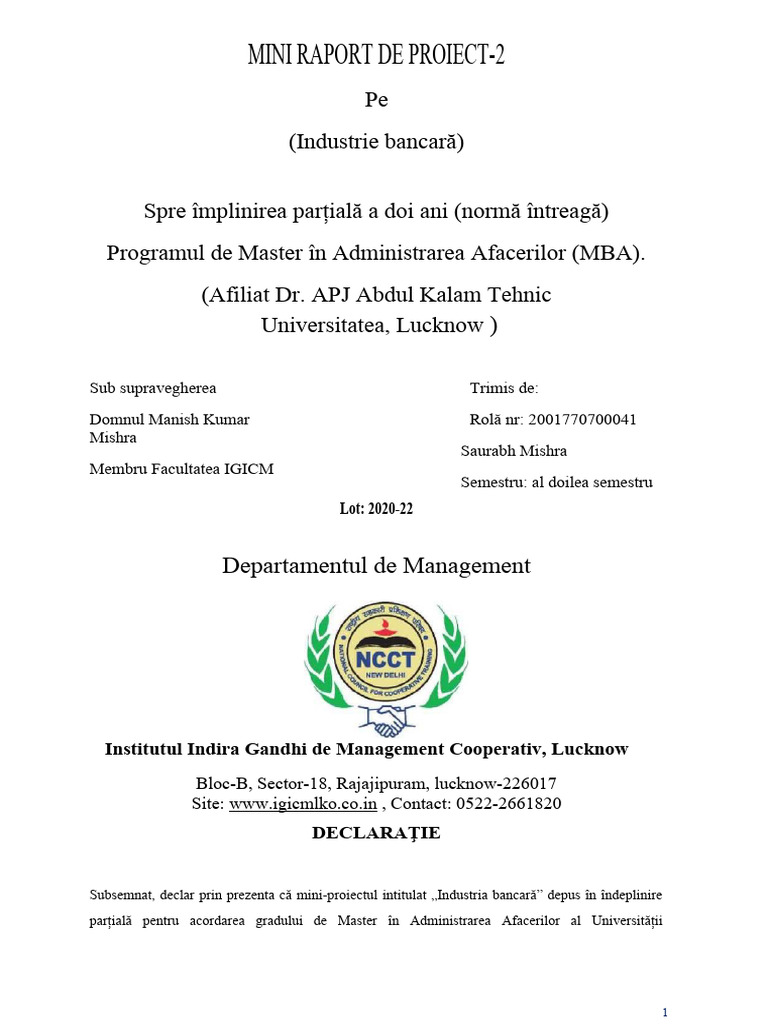 Saurabh Mishra Mini Project 2 Raport MBA Al Doilea Semestru 2 | PDF