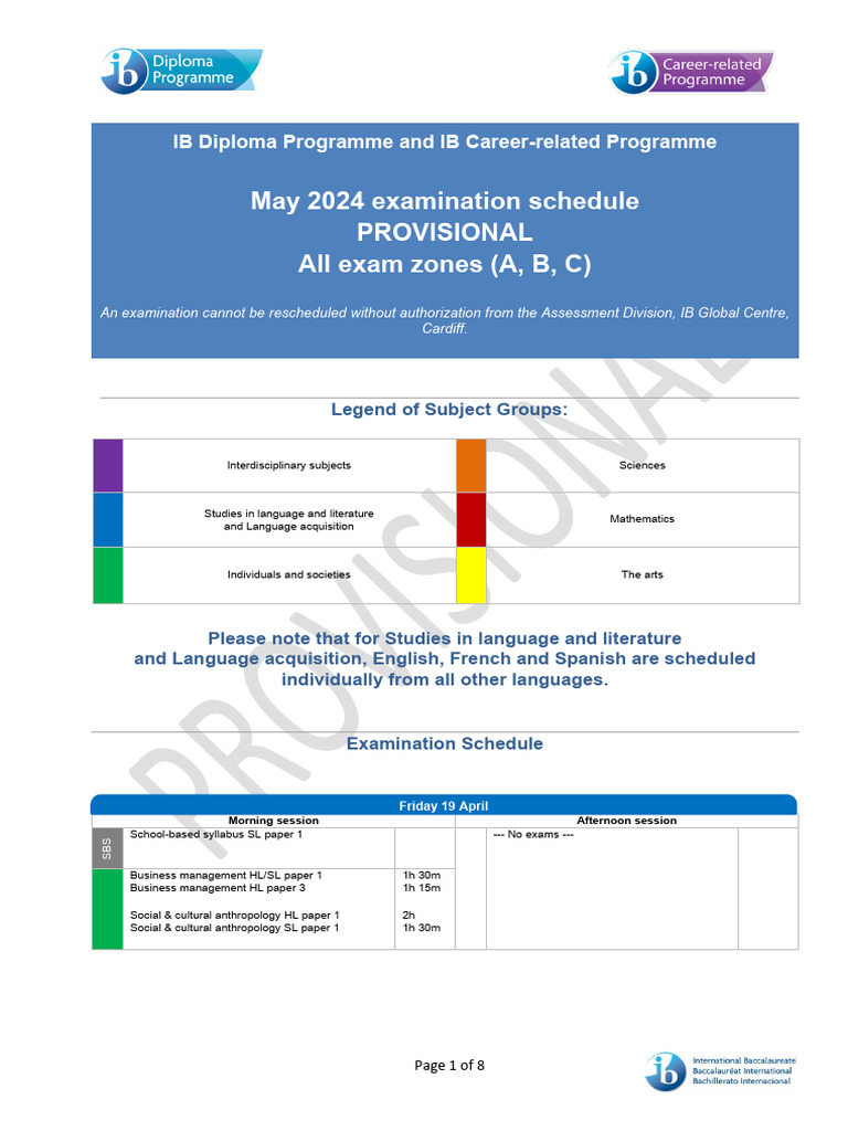 2022 DP Exam Schedule | PDF