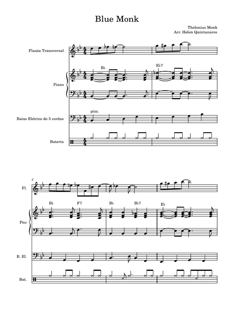 Blue Monk - Walking Bass Helen Quintanares | PDF