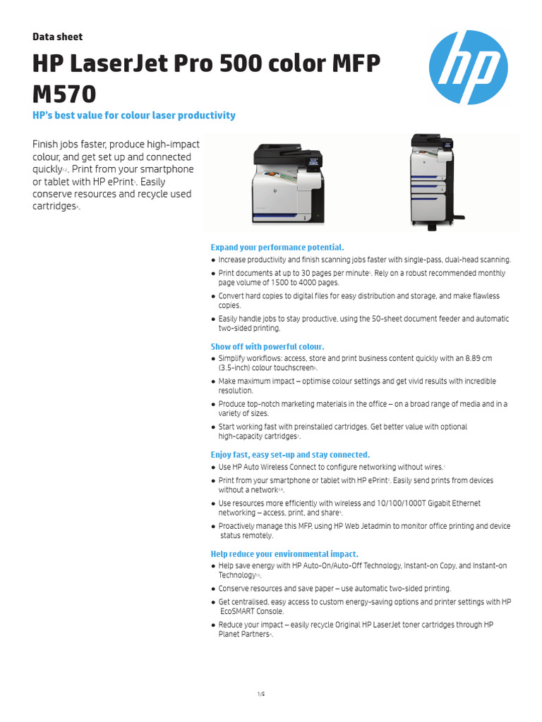 HP CLJ Pro M570DNW MFP | PDF | Image Scanner | Printer (Computing)