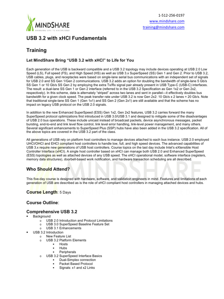 MindShare USB32 With xHCI | PDF | Usb | Computer Standards