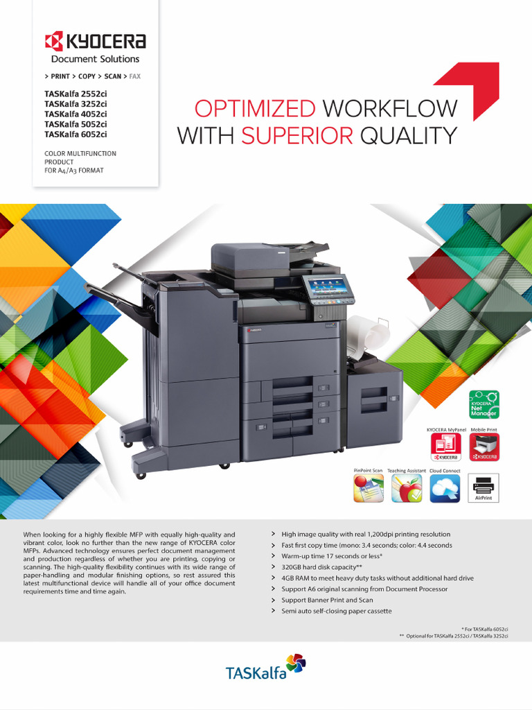 Kyocera TASKalfa 2552ci 3252ci 4052ci 5052ci 6052ci Brochure | PDF