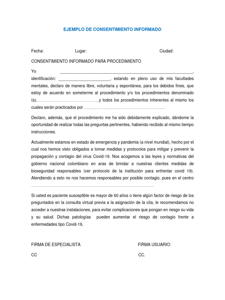 Ejemplo de Consentimiento Informado | PDF