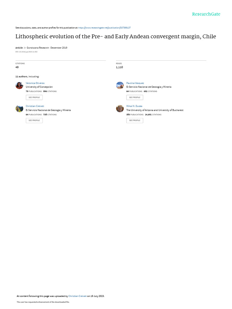 Lithospheric Evolution of The Pre-And Early Andean Convergent Margin ...